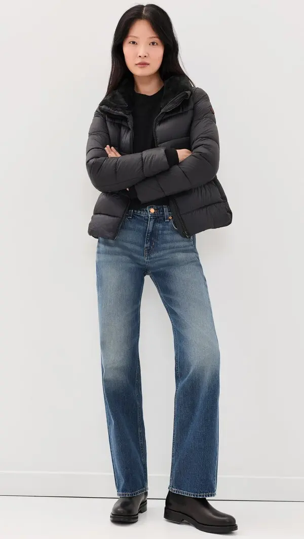 SAVE THE DUCK Mei Faux Fur Trim Quilted Coat