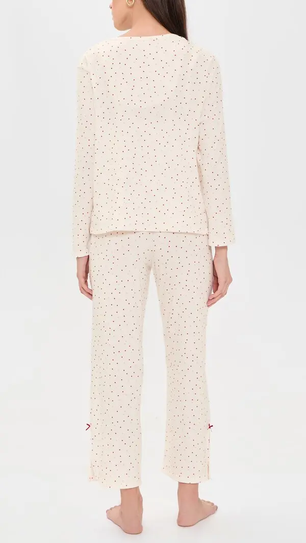Flora Nikrooz Printed Knit Cardigan Pajama Set With Bows