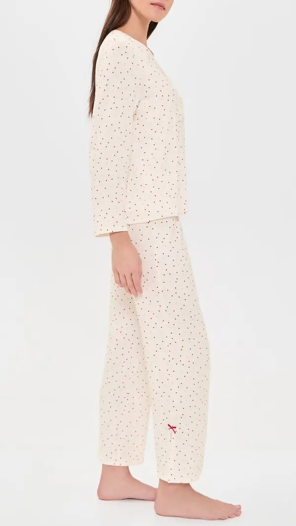 Flora Nikrooz Printed Knit Cardigan Pajama Set With Bows