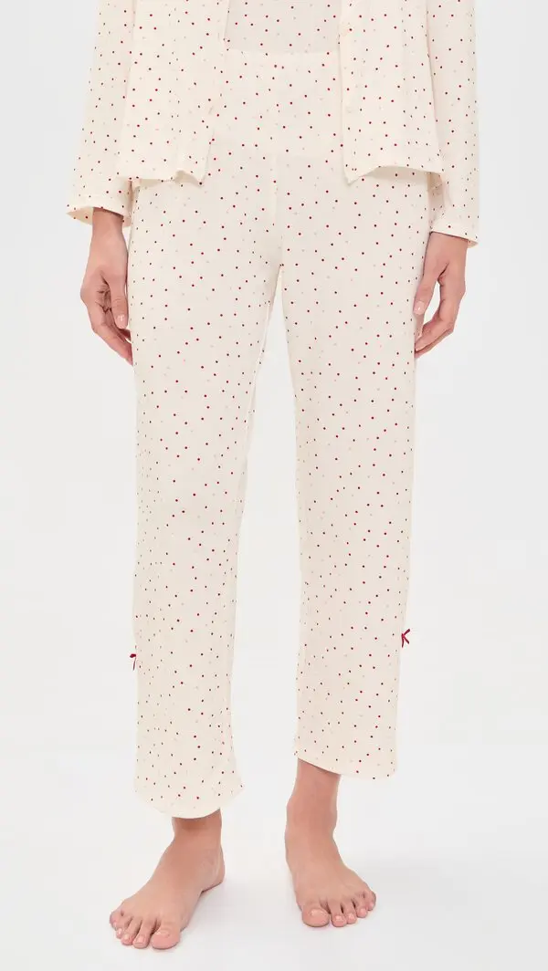 Flora Nikrooz Printed Knit Cardigan Pajama Set With Bows