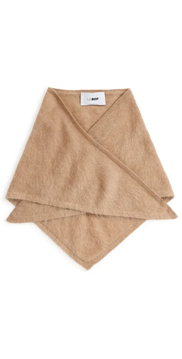 LE BOP Brushed Cashmere Bandana Scarf - Light Camel