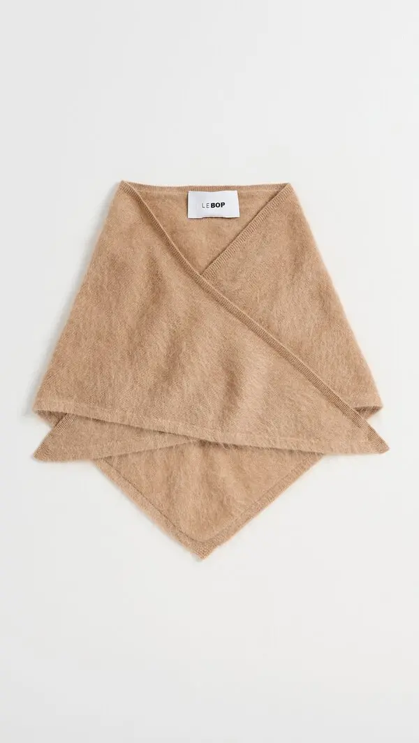 LE BOP Brushed Cashmere Bandana Scarf - Light Camel
