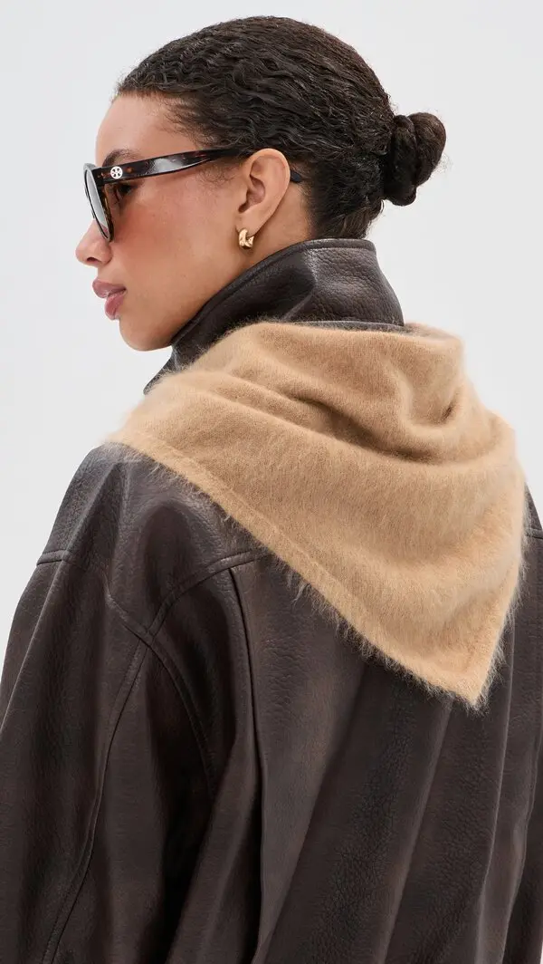 LE BOP Brushed Cashmere Bandana Scarf - Light Camel