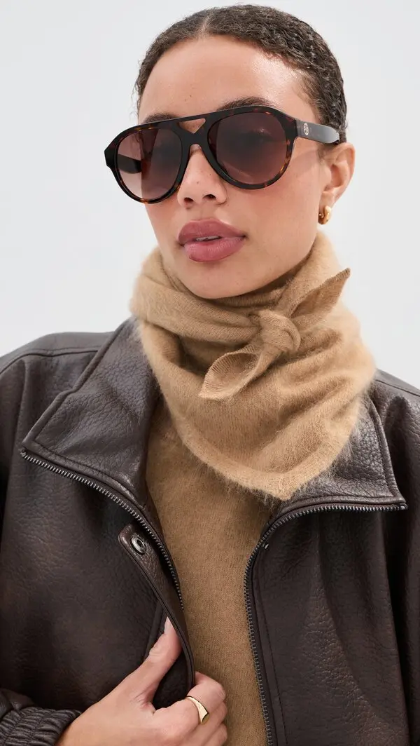 LE BOP Brushed Cashmere Bandana Scarf - Light Camel