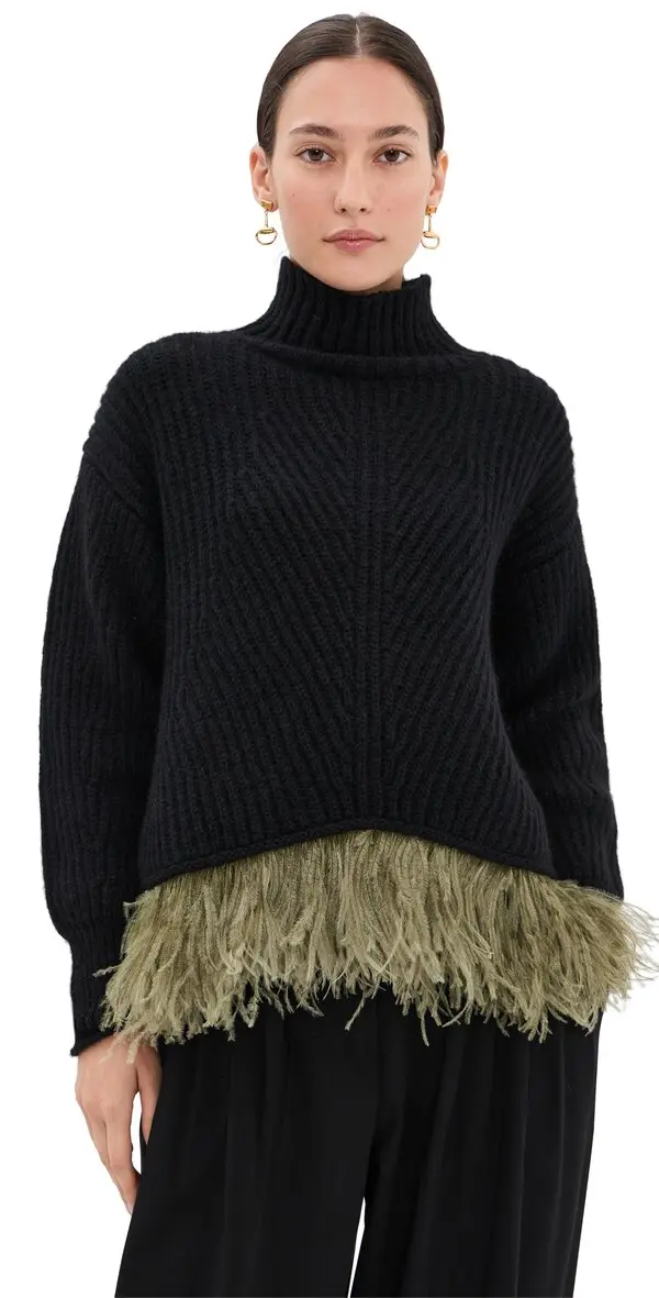 La DoubleJ High Kick Sweater With Feathers