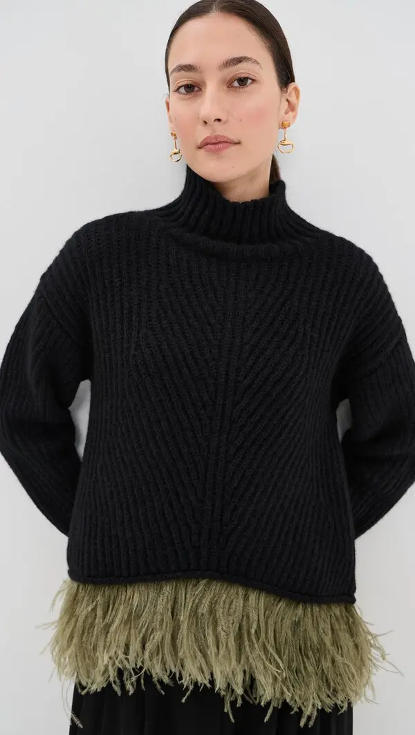 La DoubleJ High Kick Sweater With Feathers