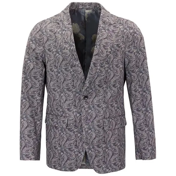 LORDS OF HARLECH Adrian Maurice Paisley Smoke Stretch Cotton Blazer