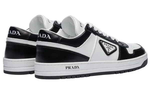 Prada Downtown Leather Sneakers 'white Black