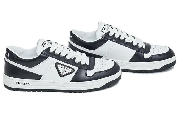 Prada Downtown Leather Sneakers 'white Black
