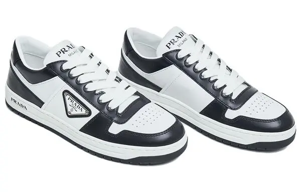 Prada Downtown Leather Sneakers 'white Black