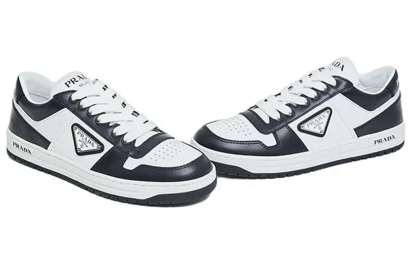 Prada Downtown Leather Sneakers 'white Black
