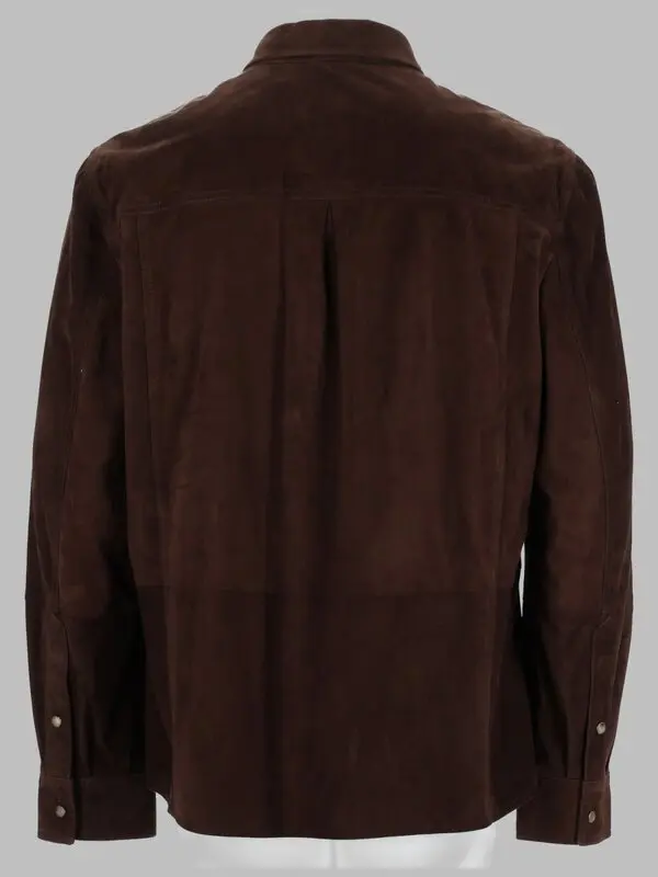 Brunello Cucinelli Giacca Camicia In Suede - Brown