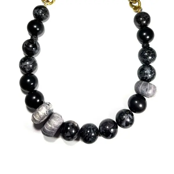Rachel Nathan Indigo Gabbro & Bone Necklace