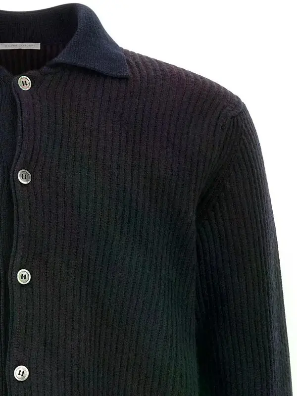 OLIVER LATTUGHI Color-block Ribbed-knit Cardigan