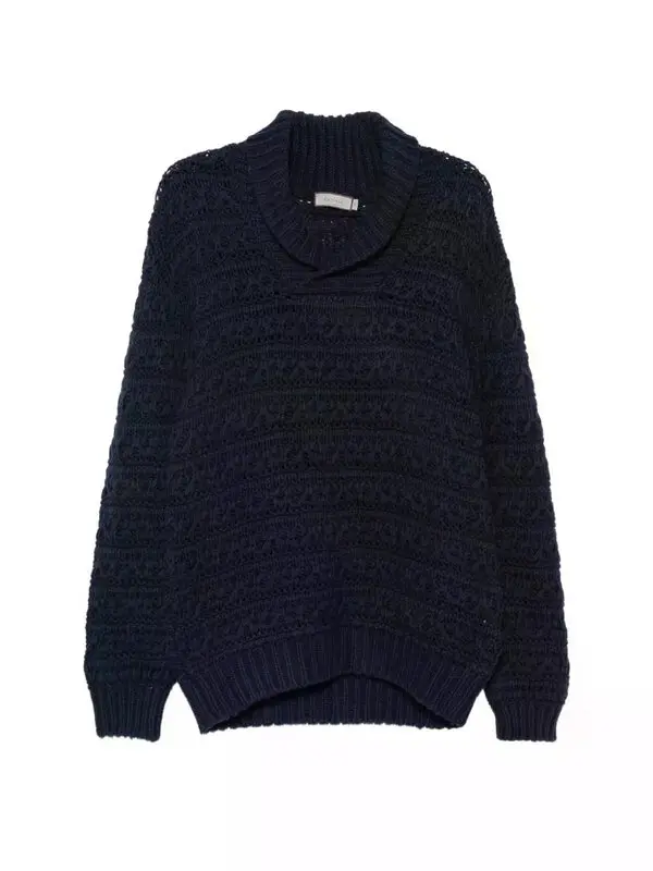 Canali Shawl-collar Open-knit Sweater
