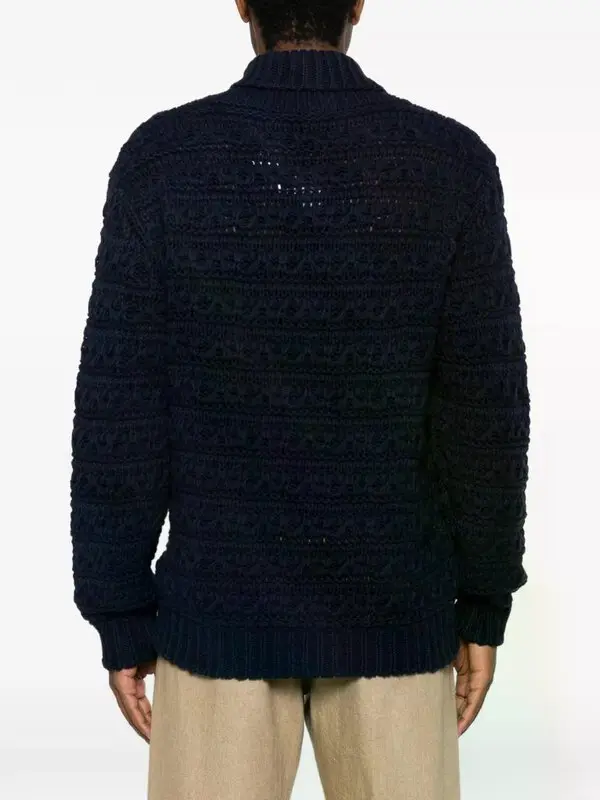 Canali Shawl-collar Open-knit Sweater