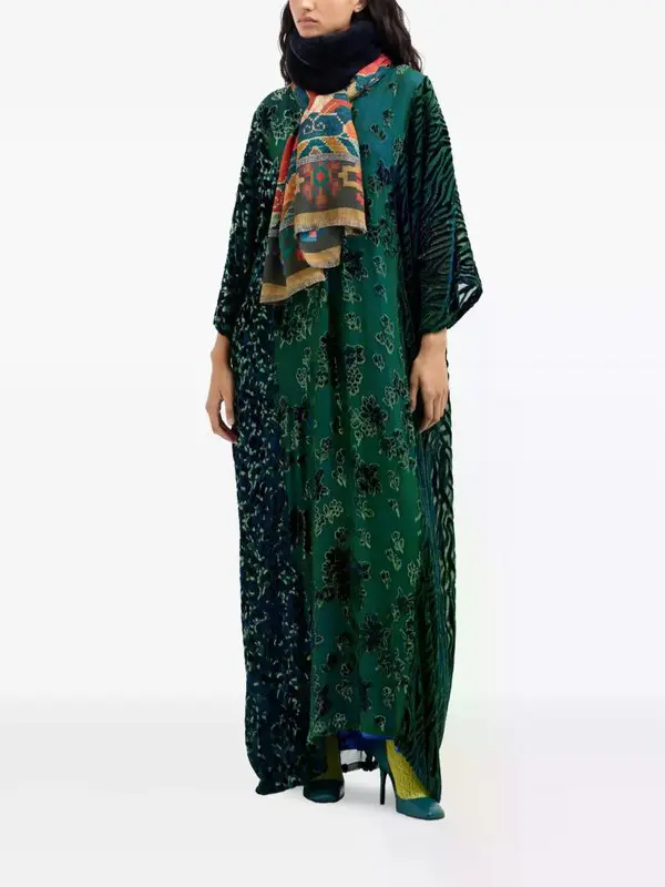 PIERRE-LOUIS MASCIA Floral-patterned Devoré Maxi Dress - Green