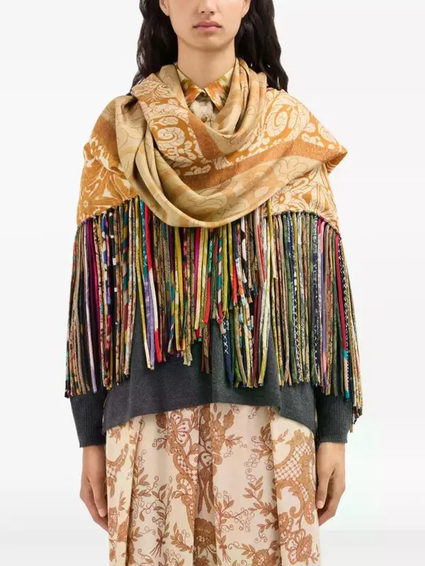 PIERRE-LOUIS MASCIA Floral-print Fringed Scarf - Orange
