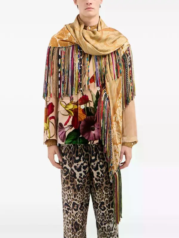 PIERRE-LOUIS MASCIA Floral-print Fringed Scarf - Orange