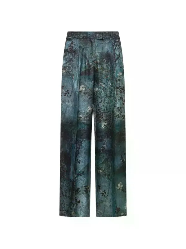PIERRE-LOUIS MASCIA Floral-print Wide-leg Trousers - Blue