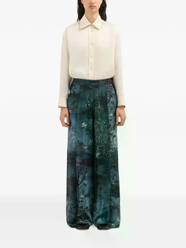 PIERRE-LOUIS MASCIA Floral-print Wide-leg Trousers