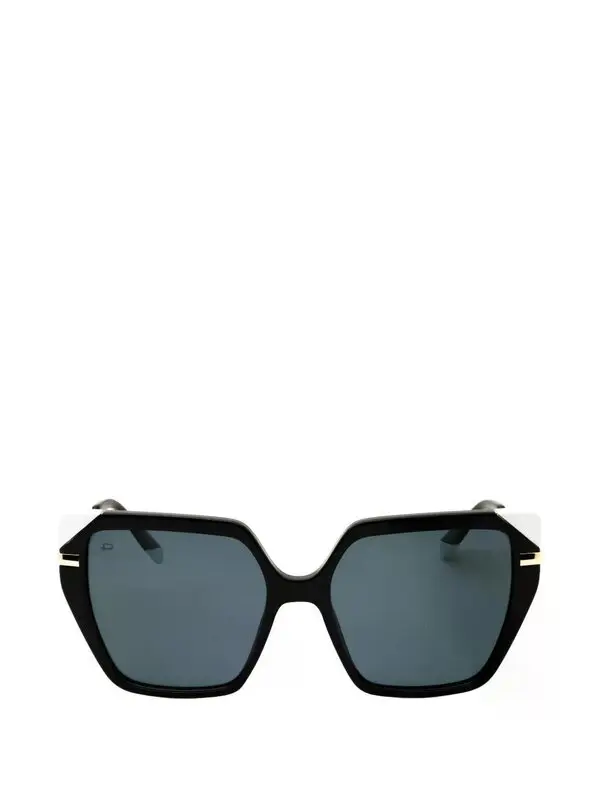 PRIVE REVAUX Call Back Geometric-frame Sunglasses - Black
