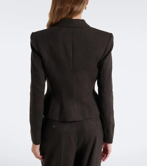Ralph Lauren Herringbone Peplum Virgin Wool Blazer