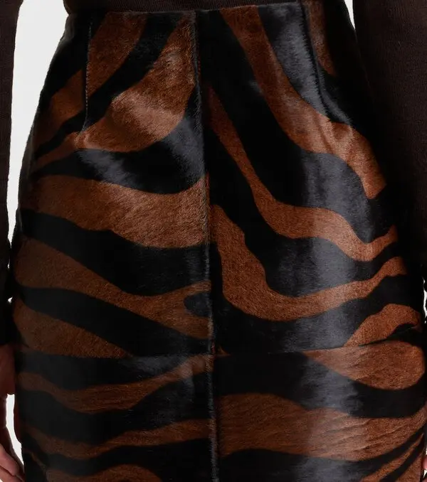Simkhai Tobiana Zebra-print Calf Hair Midi Skirt