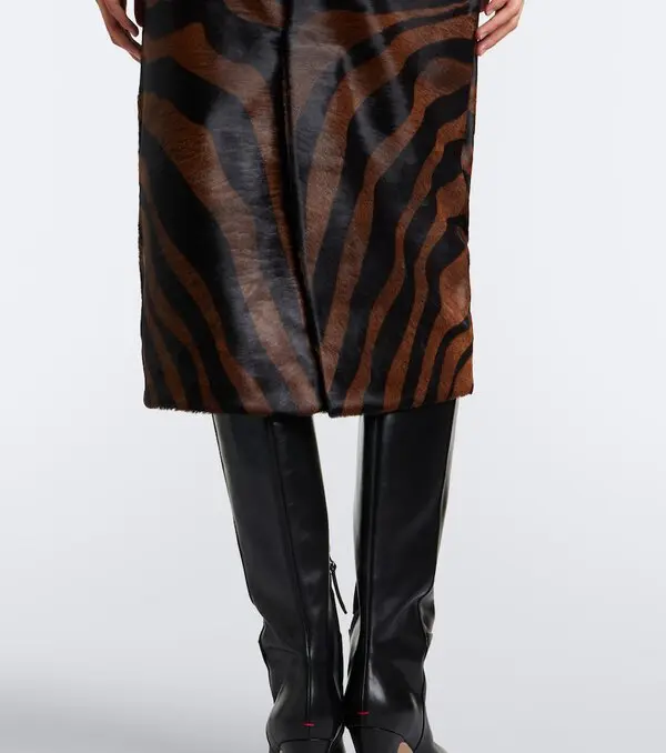 Simkhai Tobiana Zebra-print Calf Hair Midi Skirt