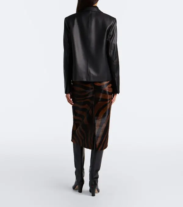 Simkhai Tobiana Zebra-print Calf Hair Midi Skirt