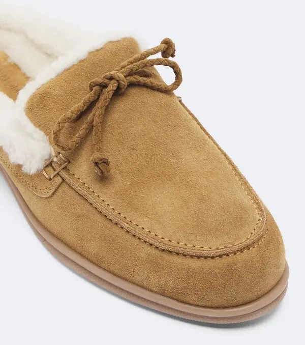 YVES SALOMON Shearling-lined Suede Mules - Beige