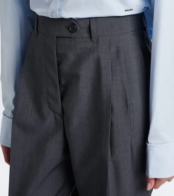 Prada Pleated Wool And Mohair Straight Pants