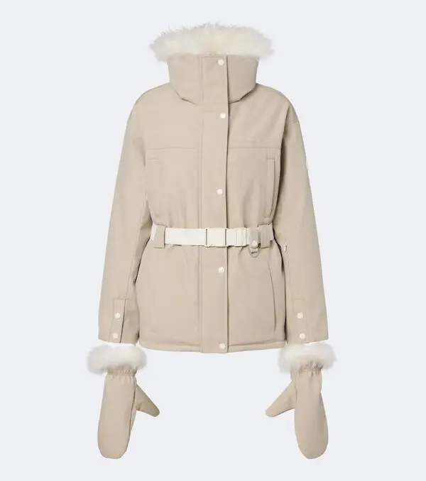 YVES SALOMON Belted Shearling-trimmed Ski Jacket - Beige