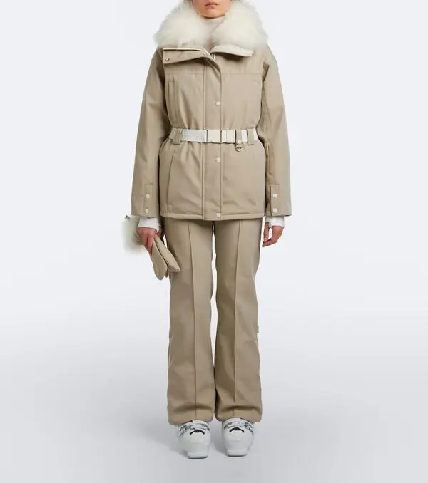 YVES SALOMON Belted Shearling-trimmed Ski Jacket - Beige