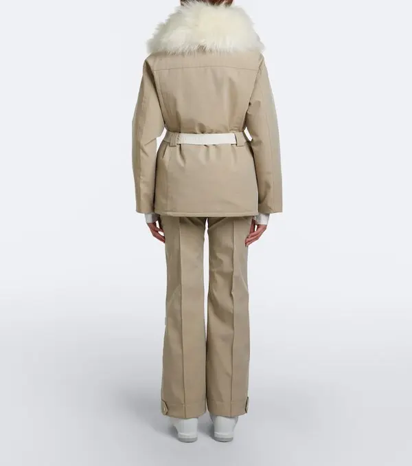 YVES SALOMON Belted Shearling-trimmed Ski Jacket - Beige