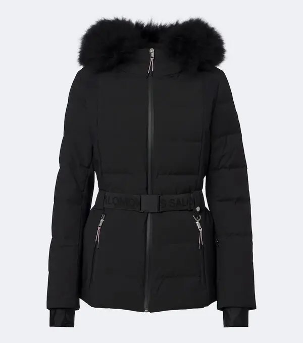 YVES SALOMON Belted Shearling-trimmed Ski Jacket - Black
