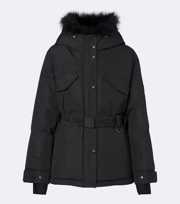 YVES SALOMON Belted Shearling-trimmed Ski Jacket - Black