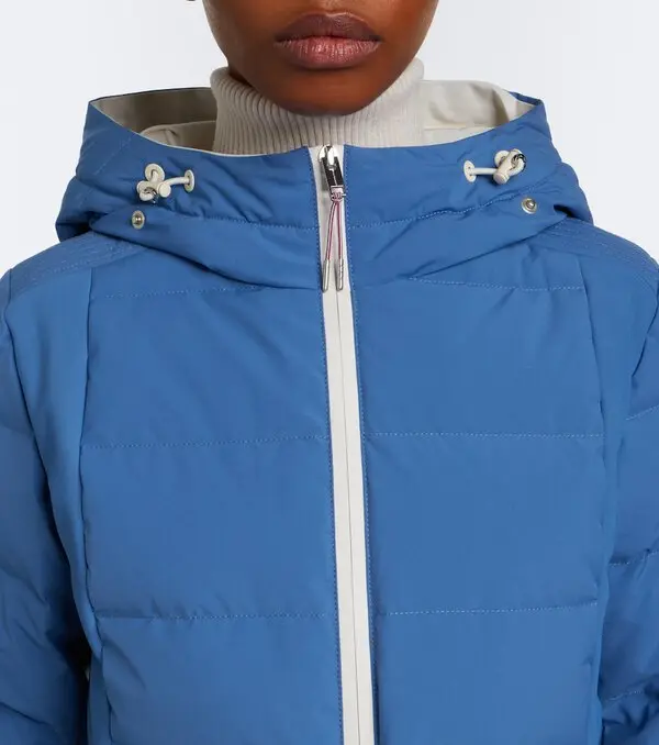 YVES SALOMON Belted Shearling-trimmed Ski Jacket - Blue