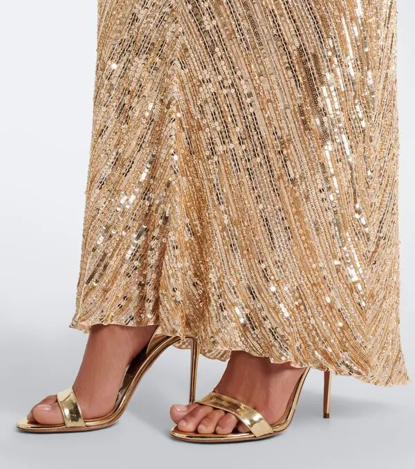 Jenny Packham Fiore Sequined Caped Gown