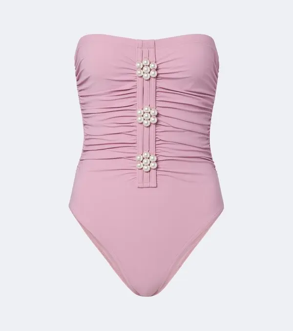 KARLA COLLETTO Maya Embellished Ruched Swimsuit - Pink