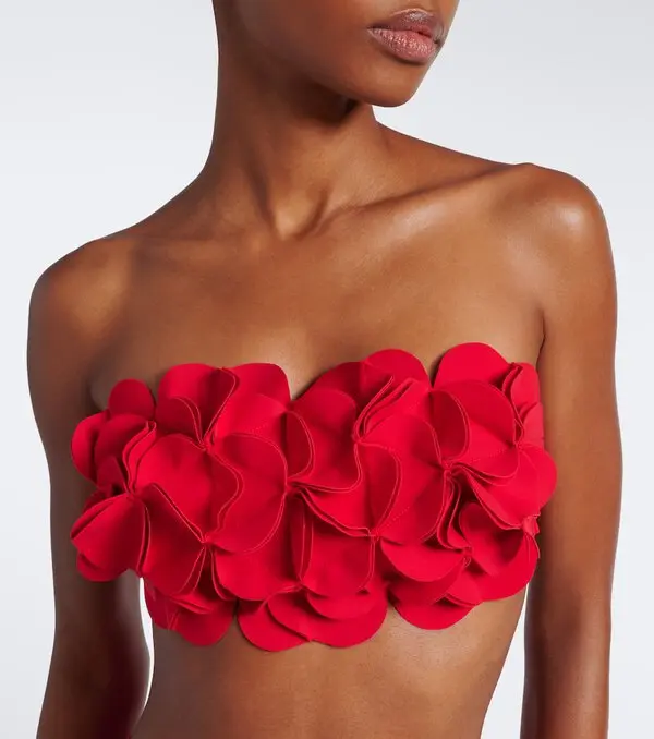 KARLA COLLETTO Tess Floral-appliqué Bandeau Bikini Top