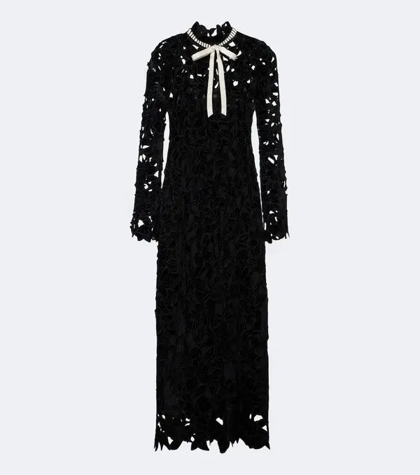 Simkhai Thiora Velvet Guipure Lace Midi Dress