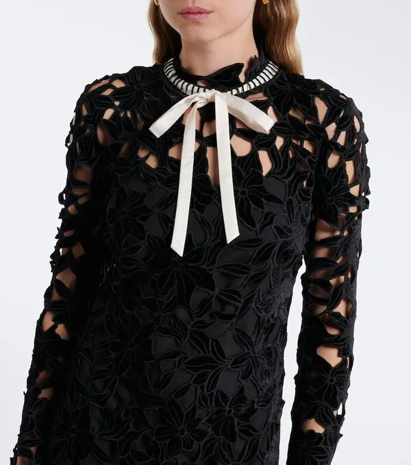 Simkhai Thiora Velvet Guipure Lace Midi Dress