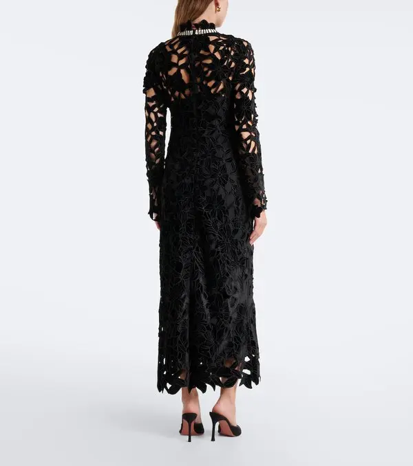 Simkhai Thiora Velvet Guipure Lace Midi Dress