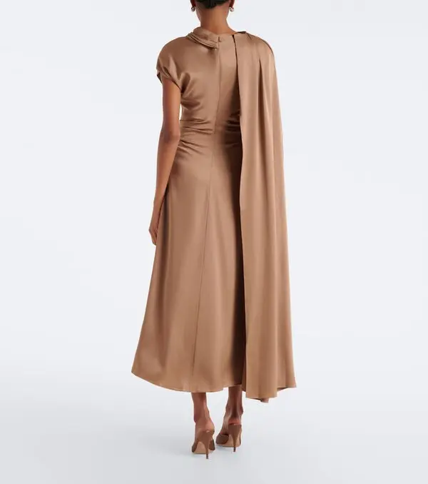 Simkhai Jacka Caped Satin Midi Dress