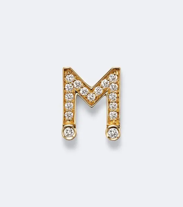 Sophie Bille Brahe Initial Petite M 18kt Single Earring With Diamonds - Gold
