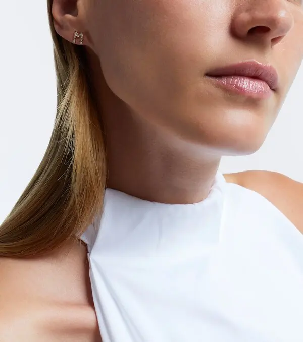 Sophie Bille Brahe Initial Petite M 18kt Single Earring With Diamonds