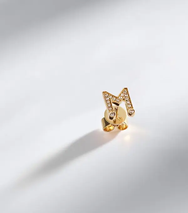 Sophie Bille Brahe Initial Petite M 18kt Single Earring With Diamonds