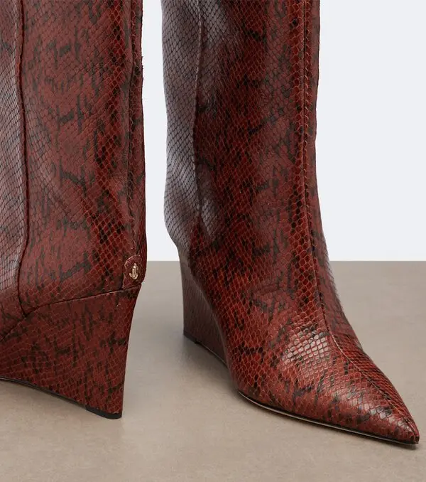 JIMMY CHOO Blake Snake-effect Leather Knee-high Boots