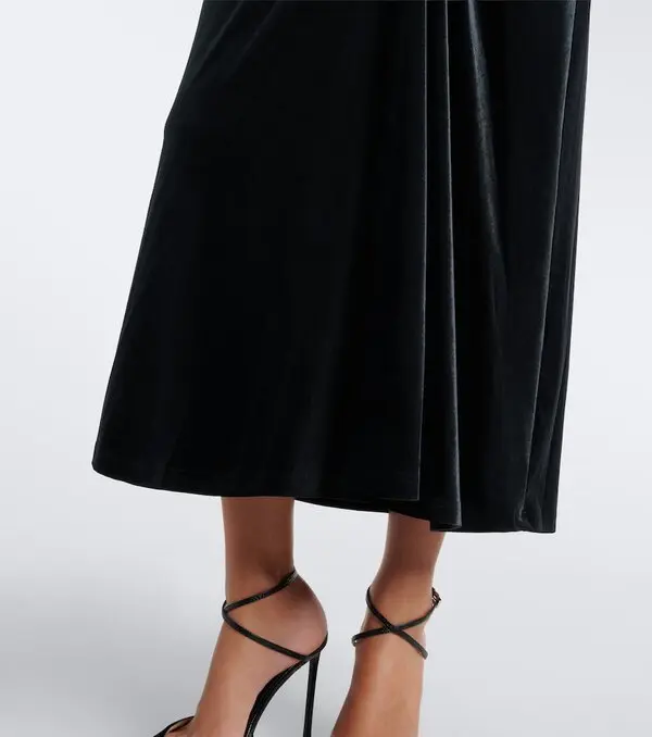 Simkhai Ferrera Gathered Velvet Midi Dress